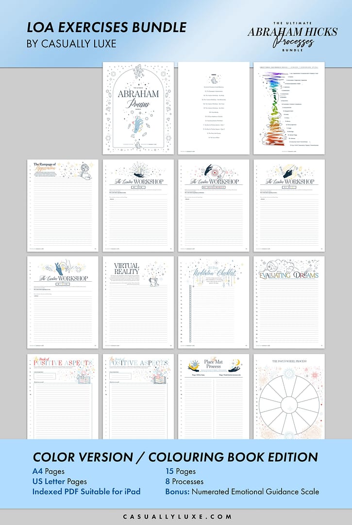 Abraham Hicks Workbook - Colored Manifesting Worksheet PDFs