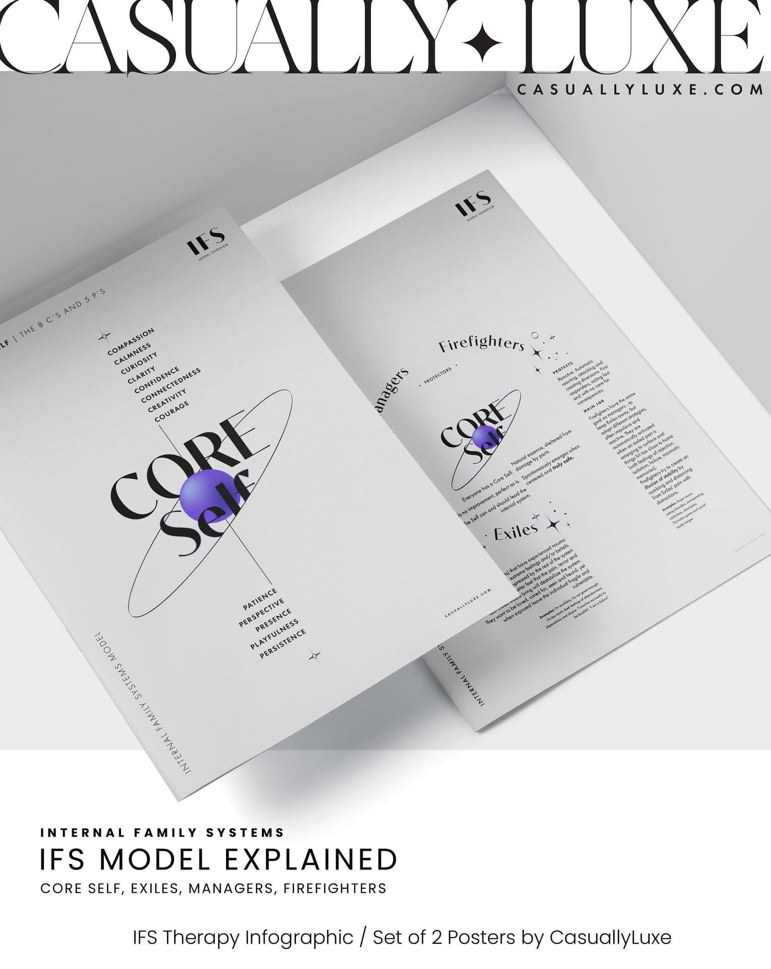 8 Cs and 5 Ps of the Core Self in IFS Therapy - Infographic