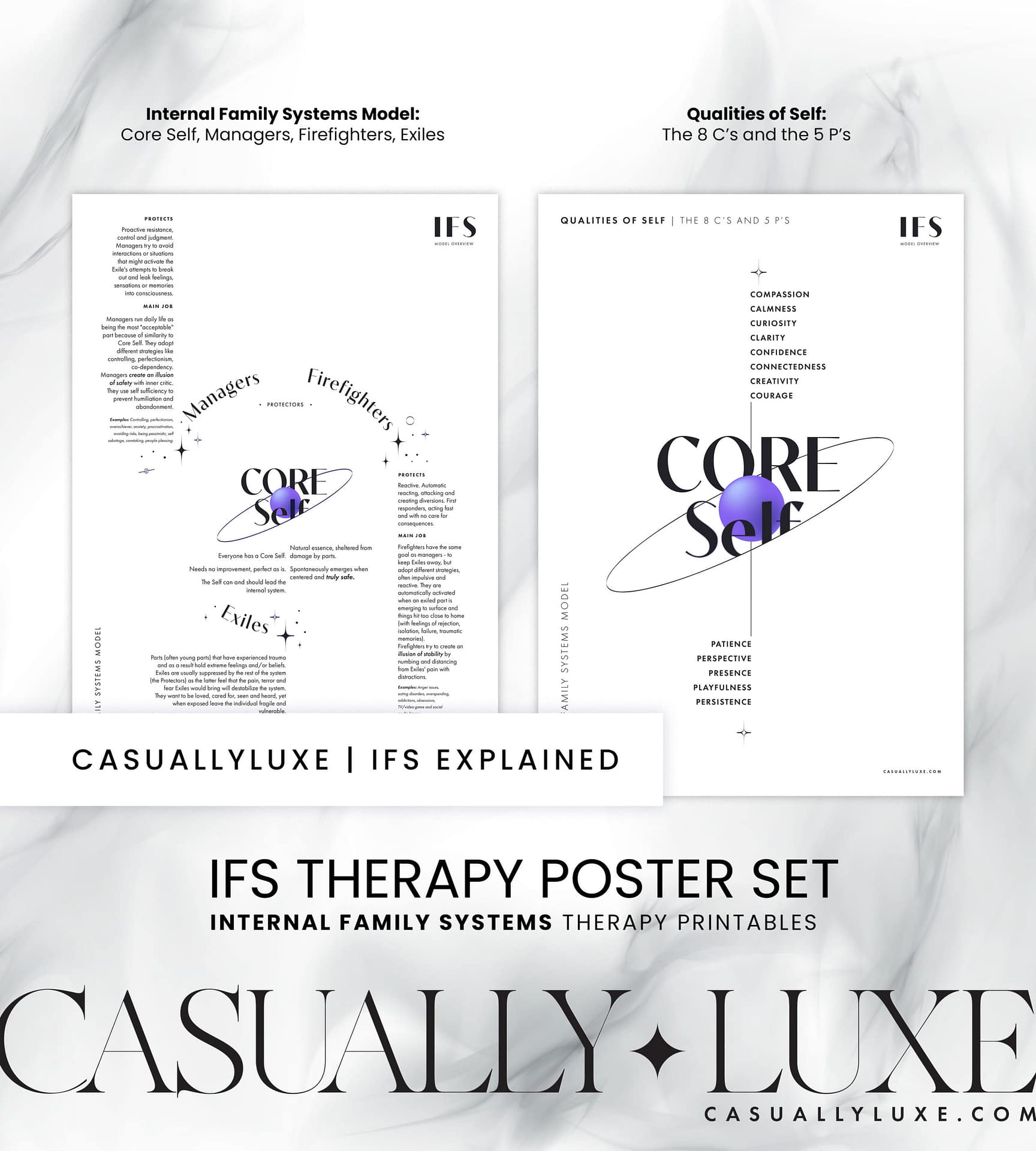 8 Cs and 5 Ps of the Core Self in IFS Therapy - Infographic